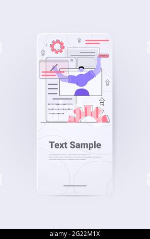 man developer creating website ui interface web application development program software ...