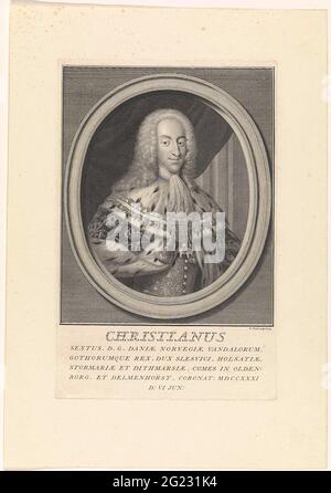 Portrait of king Christiaan v van Denmark and Norway. Portrait to the ...