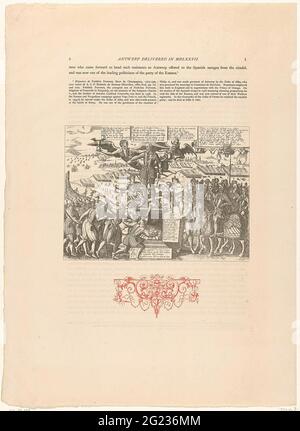 Reproduction of the cartoon on the statue of Alva, 1571, 1878 print ...