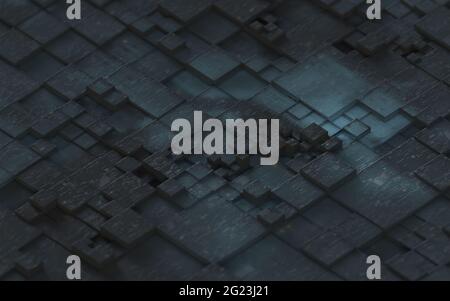 Black technological cubes, 3d rendering. Computer digital drawing Stock ...