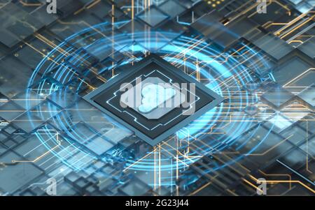 Circuit and cloud computing, subject of science and technology, 3d ...