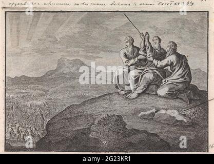 Aaron and Chur Stutten Moses' hands during the battle of the people of ...