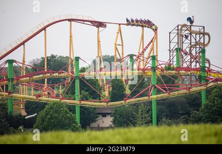 Kaiserbach, Germany. 08th June, 2021. A visitor rides the roller ...