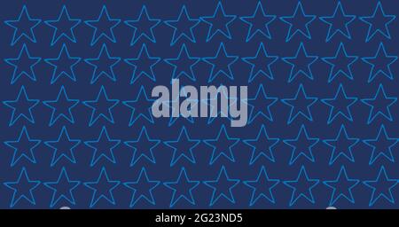 Illustration of multiple rows of blue stars on blue background Stock ...
