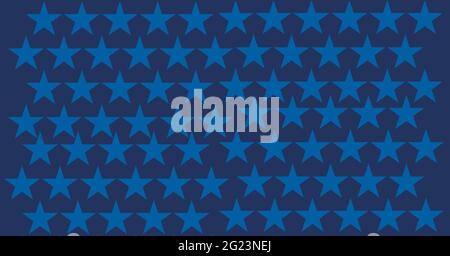 Illustration of multiple rows of blue stars on blue background Stock ...