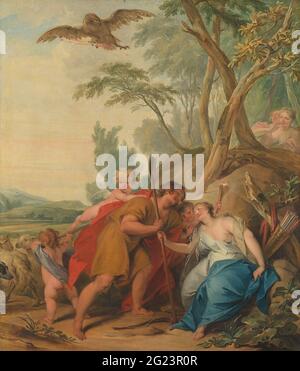 Jupiter and Callisto; Scenes from Ovid 'Metamorphosen. On a forest path ...