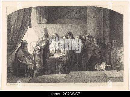 Judas receives thirty pieces of silver to betray Jesus. Fresco in the ...