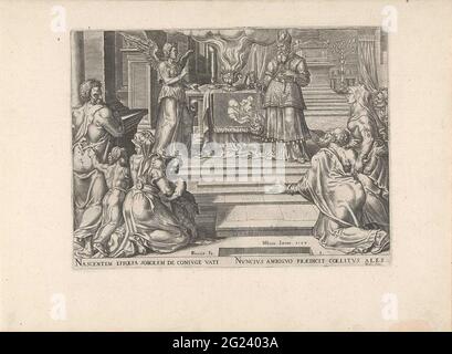 Zechariah in the temple. The angel Gabriel speaks to Zechariah and the ...