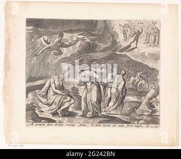 Job on the manure. Job, covered with ulcers and scarce dressed, sits on ...