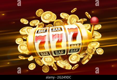 Slots 777 banner, golden coins jackpot, Casino 3d cover, slot machines ...