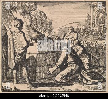 Sacrifice from Elijah consumed by fire, Hans Holbein (II), 1538 print ...