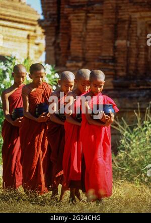 Monk holding a traditional begging bowl and a Lotus flower during the ...