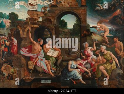 King Saul threw himself on his sword, William Isaacsz. van Swanenburg ...