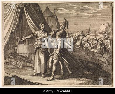 Jael shows the dead body of Sisera. In a leg tent the killed Sisera is ...