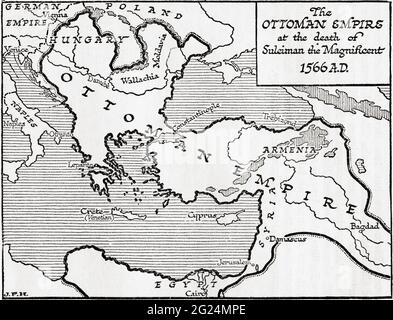 An old map showing the Ottoman Empire under Mohammed II (Mehmed II ...