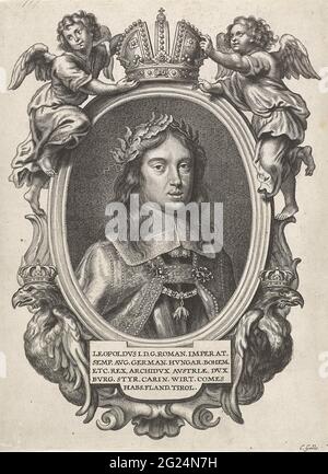 Portrait of the Emperor Leopold I with laurel wreath in her hair ...