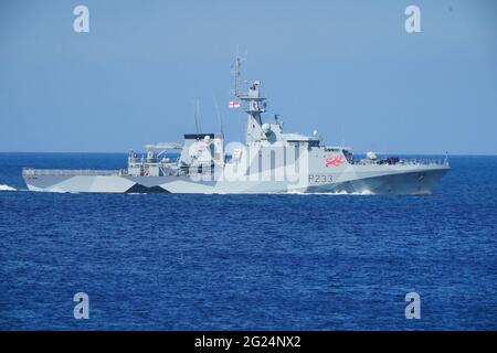 The Royal Navy (Batch 1) River Class Patrol Vessel, HMS Severn returned ...