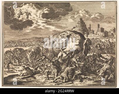 Two angels hunt the elephants from Ptolemae Philopator Stock Photo - Alamy