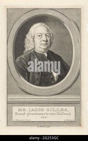 Portrait of Jacob Gillis Mr. Jacob Gilles (title on object), Bust to ...