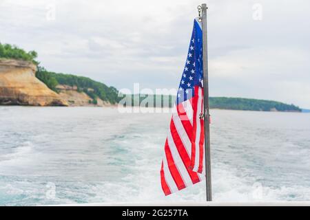 USA flag in the upper peninsula Michigan Stock Photo - Alamy