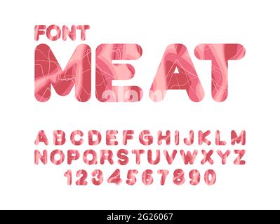 Meat font. Beef ABC. Meat letters. Pork Alphabet Stock Vector Image ...