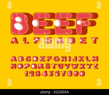 Meat font. Beef ABC. Meat letters. Pork Alphabet Stock Vector Image ...