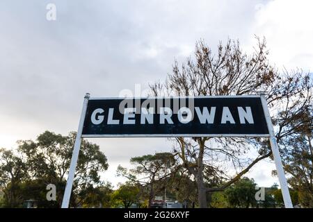 Glenrowan sign adjacent to railway station Stock Photo - Alamy