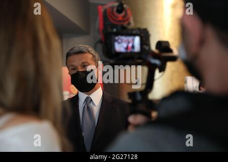 Rome, Italy. 8th June, 2021. Carlo Capria (Rear), an expert on business ...