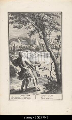 . Jacob struggles with the angel by the Jabbok River. Jacob's jar and ...