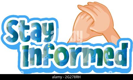 Stay Informed font in cartoon style with a girl washing her hands ...