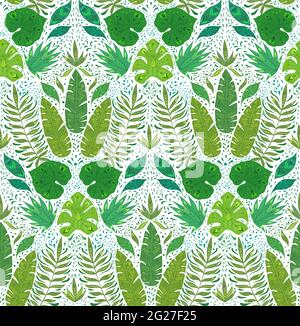 Tropical vector damask style leaf or petal seamless vector pattern ...