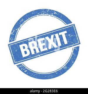 BREXIT text on blue grungy vintage rubber stamp Stock Photo - Alamy