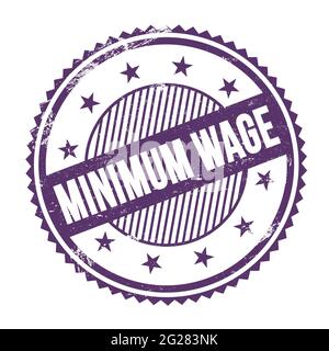 MINIMUM WAGE text written on red grungy vintage round stamp Stock Photo ...