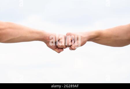 Concept of confrontation, competition. Gesture of giving respect or ...