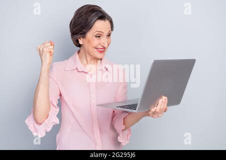 Photo of excited pretty girl dressed white top heart eyewear riding ...
