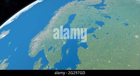 Baltic Sea in planet earth, aerial view from outer space Stock Photo ...