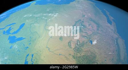 Missouri River in planet earth, aerial view from outer space Stock ...