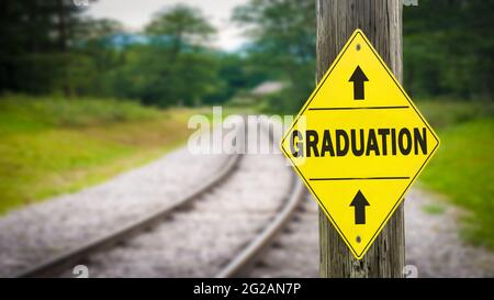 Street Sign the Direction Way to Graduation Stock Photo - Alamy