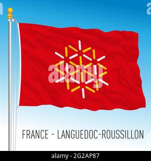 Languedoc Roussillon regional flag, France, vector illustration Stock ...