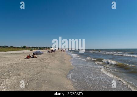 Corbu, Constanta, Romania - August 01, 2020: tourist having fun on the ...