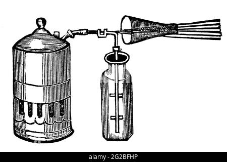 Medical Nebulizer – 1897 Original Vintage Engraved Illustration Stock ...