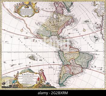 The Americas Map, Map of The Americas, Old Americas Map, Retro Map of ...