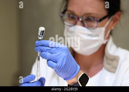 Vaccine for COVID-19 Comirnaty made by Pfizer and BioNTech, in Prague ...