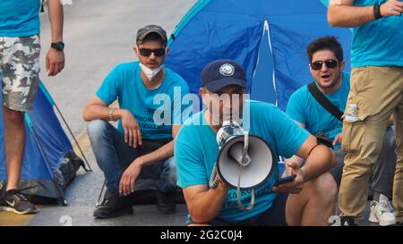 Athens, Greece. 10th June, 2021. Greek Unions protest in Athens against ...