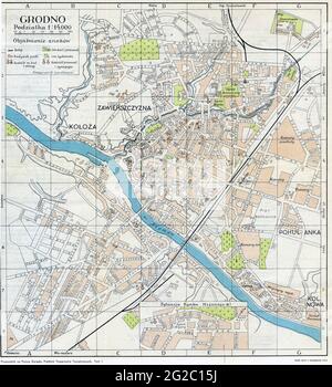 Grodno Map, Map of Grodno, Grodno Print, Grodno Maps, Old Map of Grodno ...