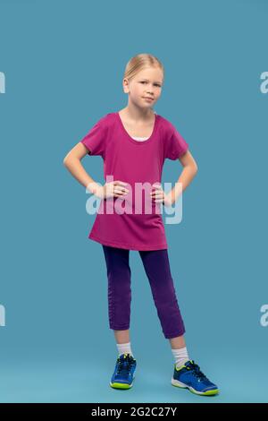 Full length photo of positive cute lady wear stylish clothes hold gift ...