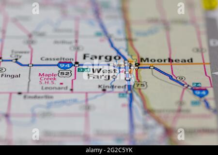Fargo North Dakota USA shown of a Road map or Geography map Stock Photo ...
