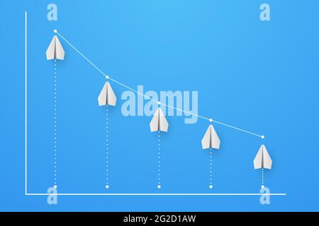 Graph and diagram from planes with decrease. Finance and business concept. Vector Illustration ...