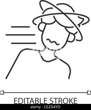 Fainting, dizziness linear icon. Consciousness loss thin line ...