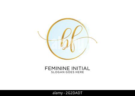 BF handwriting logo with circle template vector logo of initial ...